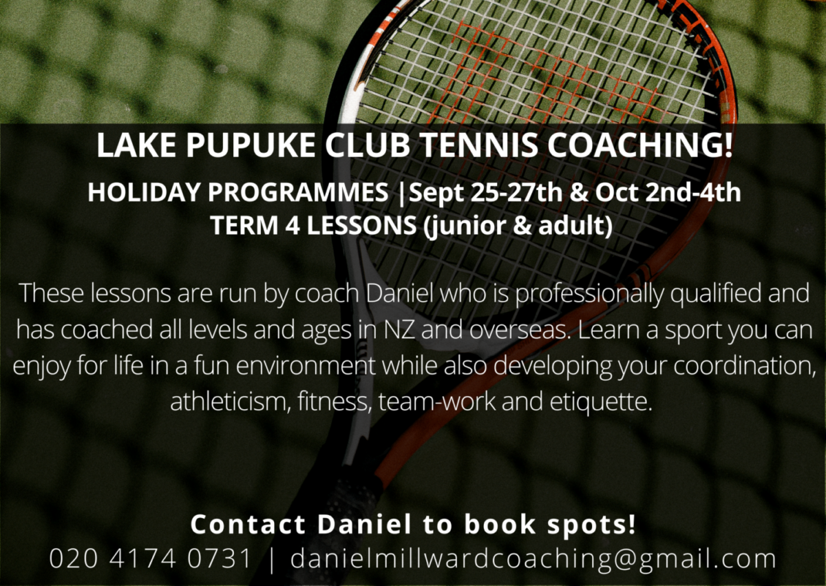 Lake Pupuke Tennis Club Coaching – Holiday programme – St Joseph's ...